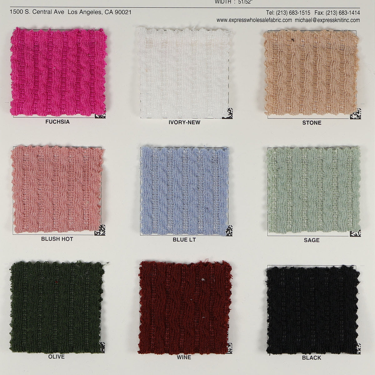 Wholesale Curly Rib Knit Fabric - Textured, Stretch, 250 GSM